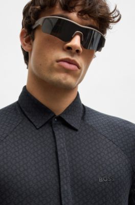 BOSS - Camisa regular fit en punto de piqué de algodón - Azul oscuro