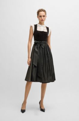 BOSS - BOSS x Kinga Mathe taupe dirndl dress with monogram bustier ...