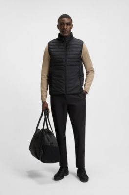 BOSS - Water-repellent gilet with tonal logo - Black