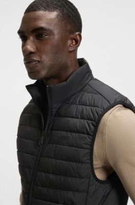 BOSS - Water-repellent gilet with tonal logo - Black