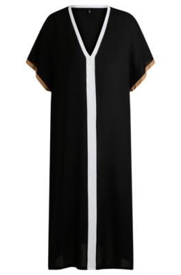 BOSS - Relaxed-fit beach dress in signature colours - Black