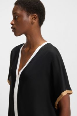 BOSS - Vestido playero relaxed fit en los colores de la marca - Negro