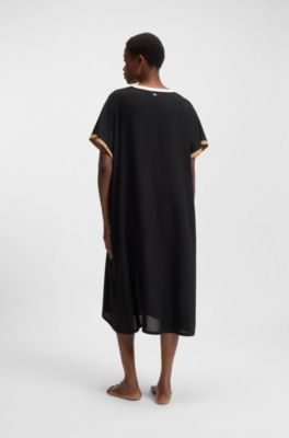 BOSS - Vestido playero relaxed fit en los colores de la marca - Negro