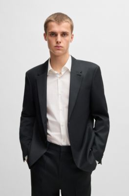 HUGO - HUGO FORWARD slim-fit suit jacket in wool-blend twill - Black