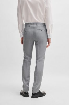 BOSS - Micro-patterned suit in a linen blend - Light Grey