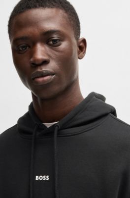 BOSS - Cotton-terry tracksuit set with contrast logos - Black