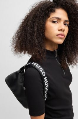 HUGO - Hobo-taske i twill med logorem - Sort