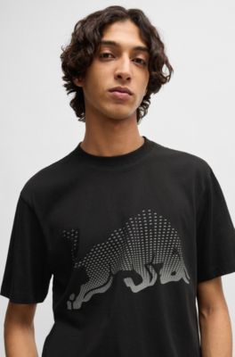 HUGO - HUGO x RB cotton-jersey T-shirt with degradé bull graphic - Black