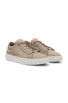 BOSS - BOSS x ASTON MARTIN Sneakers aus genarbtem Leder mit verdeckten ...