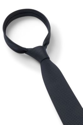 BOSS - Silk-blend tie with micro pattern - Dark Blue