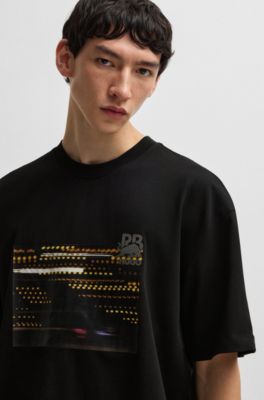 HUGO - HUGO x RB cotton-jersey T-shirt with racing print - Black