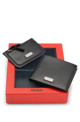 HUGO - Gift-boxed wallet and coin case in smooth leather - Black