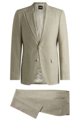 BOSS - Slim-fit suit in micro-patterned stretch fabric - Beige