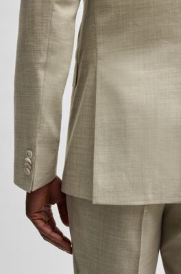 BOSS - Slim-fit pak van stretchmateriaal met microdessin - Beige