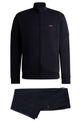 BOSS - Interlock-cotton tracksuit set with logo details - Dark Blue