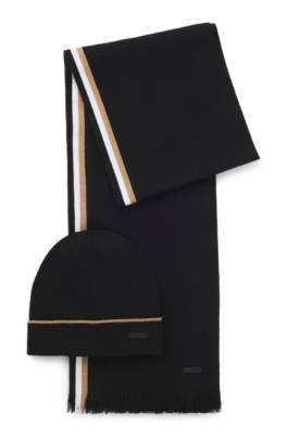 Hat and scarf gift set with stripe details – Omdömen - Hållbarhet | BOSS