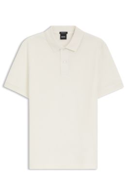 BOSS - Pure cotton polo shirt with chest logo - Natural
