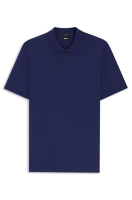 BOSS - Pallas polo shirt in cotton piqué with embroidered logo - Dark Blue
