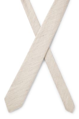 BOSS - Patterned tie in linen and silk - Light Beige