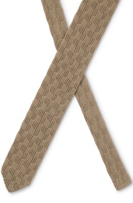 BOSS - Cotton tie with knitted structure - Light Beige