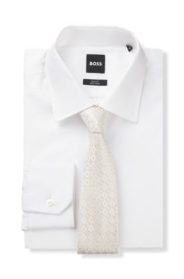 BOSS - Patterned tie in Italian-made silk - Natural