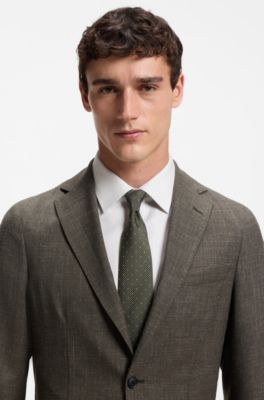BOSS - Silk-blend tie with micro pattern - Dark Green