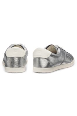HUGO - Baskets en cuir à effet métallique - Argent