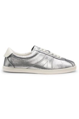 HUGO - Baskets en cuir à effet métallique - Argent