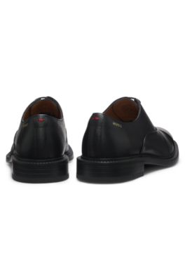 HUGO - Chaussures Oxford en cuir grainé à bout droit - Noir