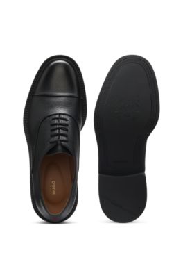 HUGO - Chaussures Oxford en cuir grainé à bout droit - Noir