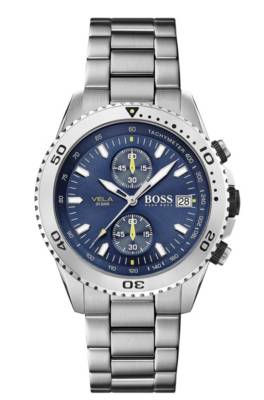 Hugo Boss Chronograph Watch With Unidirectional Dive Bezel In Silver ...
