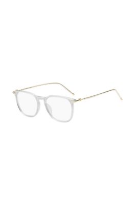 Hugo Boss - Monture optique en acétate transparent avec branches dorées