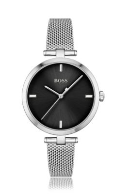 BOSS - Mesh-bracelet watch with crystal markers