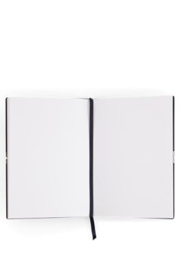 BOSS - A5 navy faux-leather notepad - Dark Blue