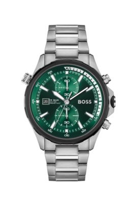 Hugo Boss Boss Green Dial Chronograph Watch With Link Bracelet Men's ...