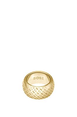 BOSS - Gold-tone ring with engraved monograms