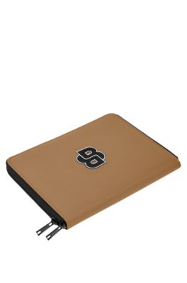 BOSS - Collegiate-style folder with contrast logo detail - Brown