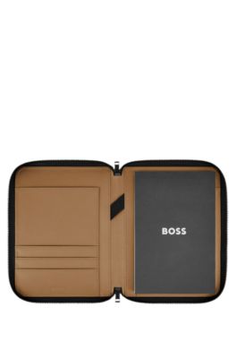 BOSS - Collegiate-style folder with contrast logo detail - Brown