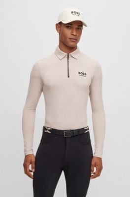 BOSS - Equestrian leather belt with hand-embroidered signature stripes ...