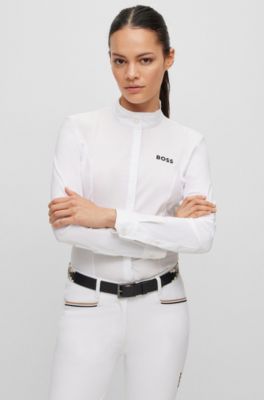 BOSS - Equestrian leather belt with hand-embroidered signature stripes ...