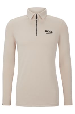 BOSS - Trainingspolo van power-stretchmateriaal voor ruitersport - Beige