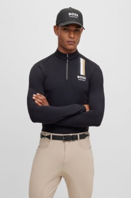 BOSS - Equestrian training shirt with signature stripe and logo