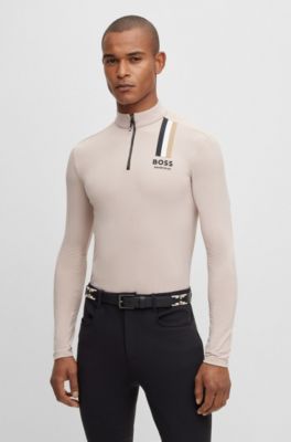 BOSS - Equestrian training shirt with signature stripe and logo