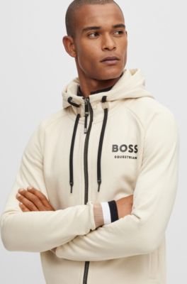 BOSS - Reitsport-Hoodie aus Baumwolle mit Signature-Streifen und Logo