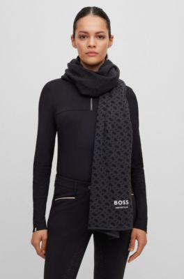 BOSS - Equestrian cotton-blend scarf with monogram jacquard