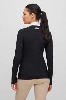 BOSS - Equestrian slim-fit show shirt in power-stretch material - Black