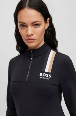 BOSS - Equestrian slim-fit training shirt in power-stretch material - Black