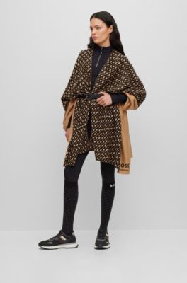 BOSS - Reitsport-Poncho aus Modal und Baumwolle mit Monogramm-Muster