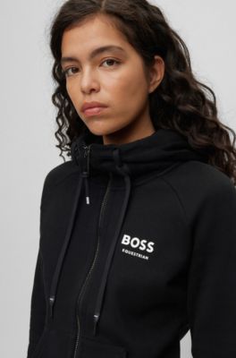 BOSS - Equestrian cotton zip-up hoodie with signature stripes