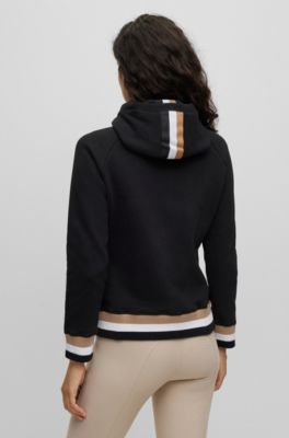 BOSS - Equestrian cotton zip-up hoodie with signature stripes